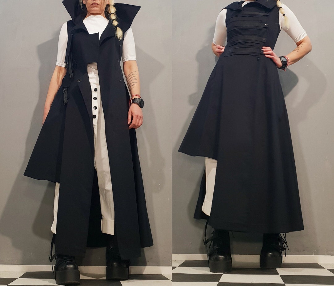 Gothic Women Vest, Long Asymmetrical Vest, Women Deconstructed Vest ...