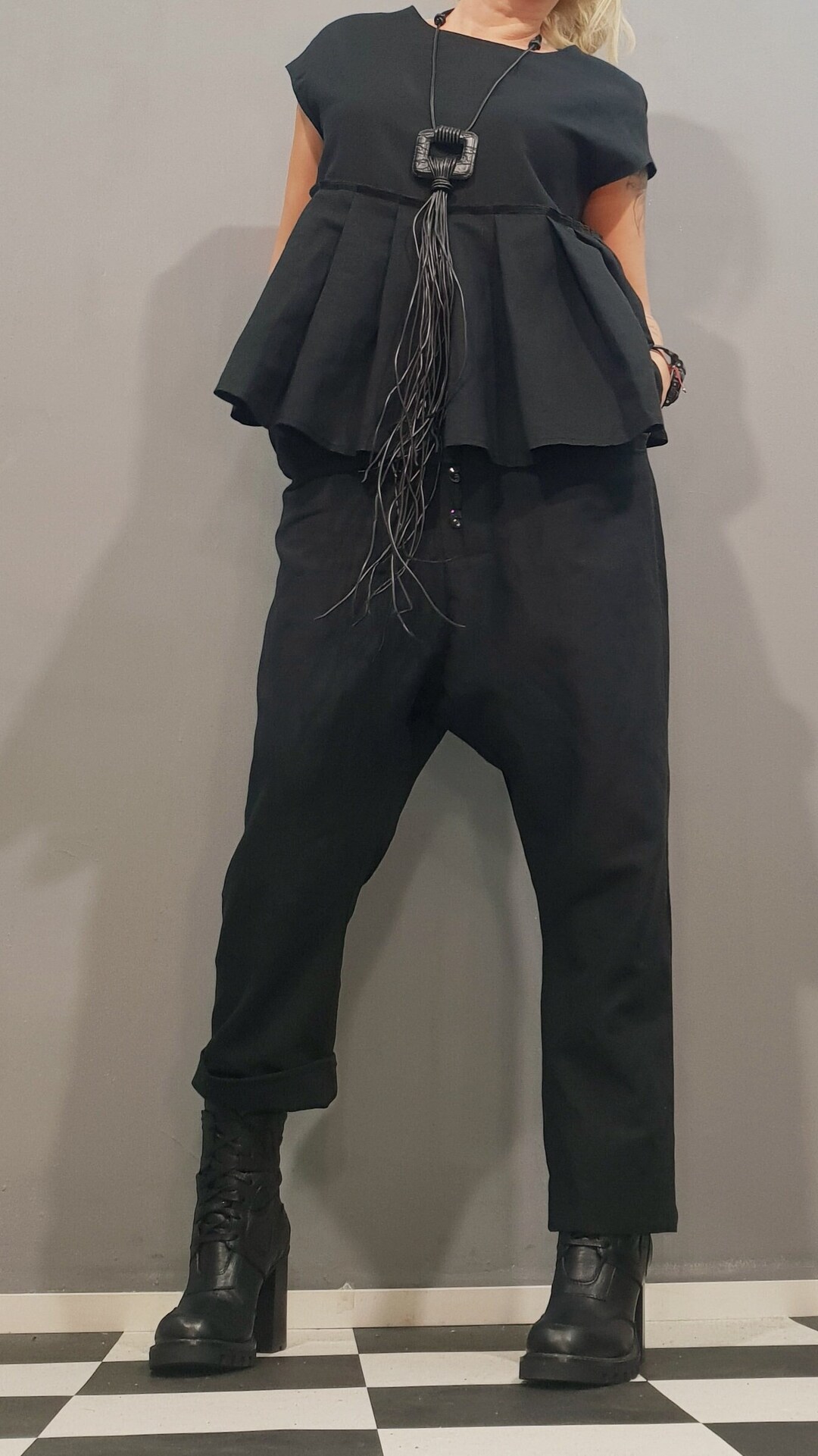 Avant Garde Top, Loose Black Linen Top, Extravagant Linen Tunic ...