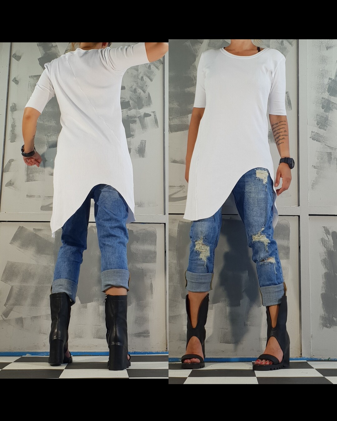 Asymmetrical Cotton Tunic: Avant Garde Fitted Top - Etsy