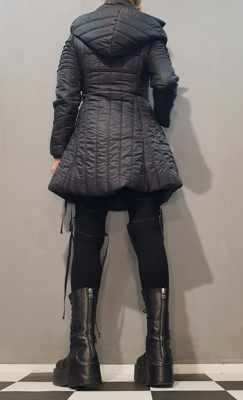Avant-garde Quilted Puffer Jacket: Futuristic Black Winter Coat, Winter ...