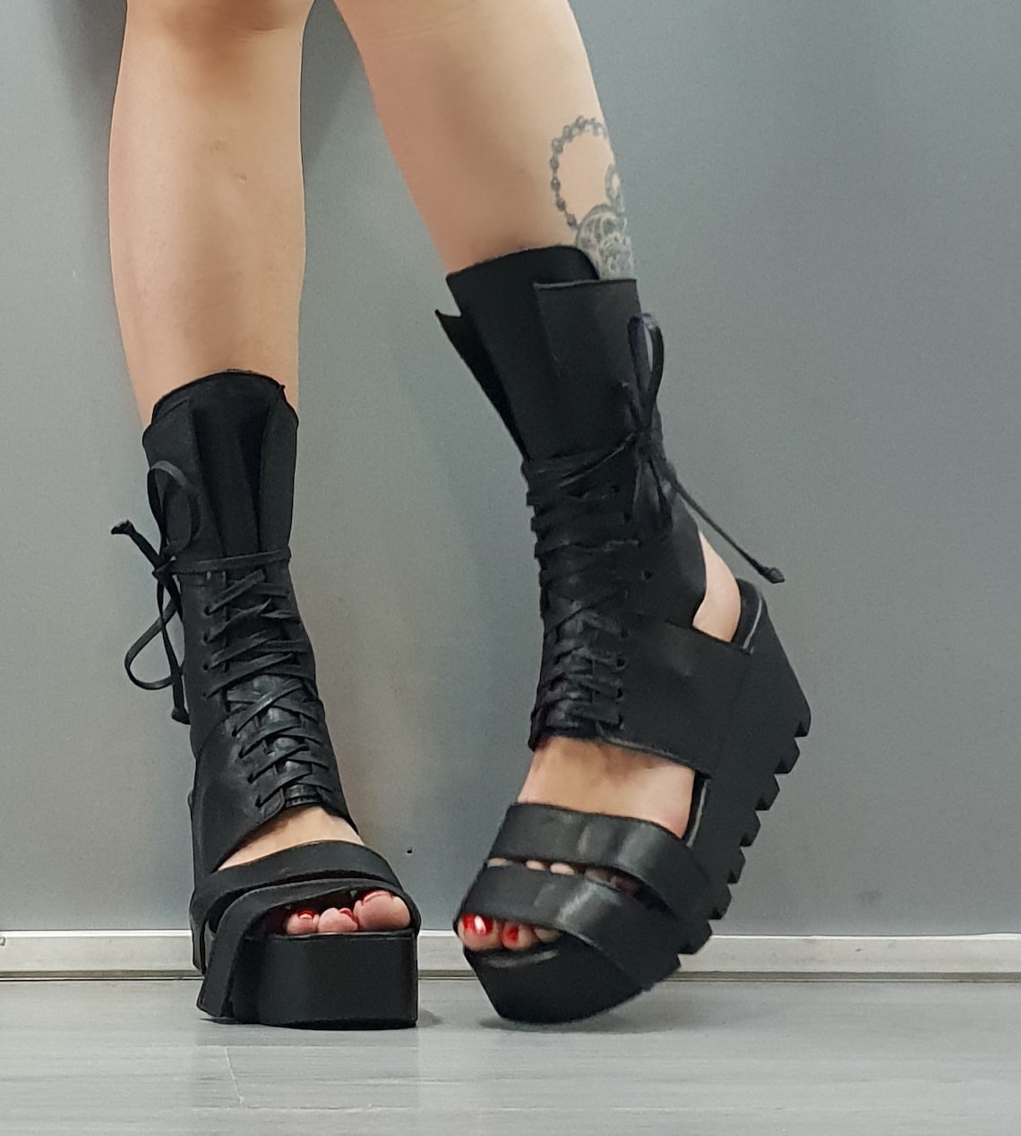 Platform Leather Sandals High Summer Sandals Steampunk Open | Etsy