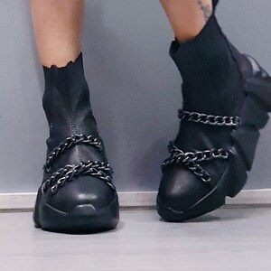 Genuine Extravagant Sneakers, Gothic Leather Sneakers, Comfortable ...