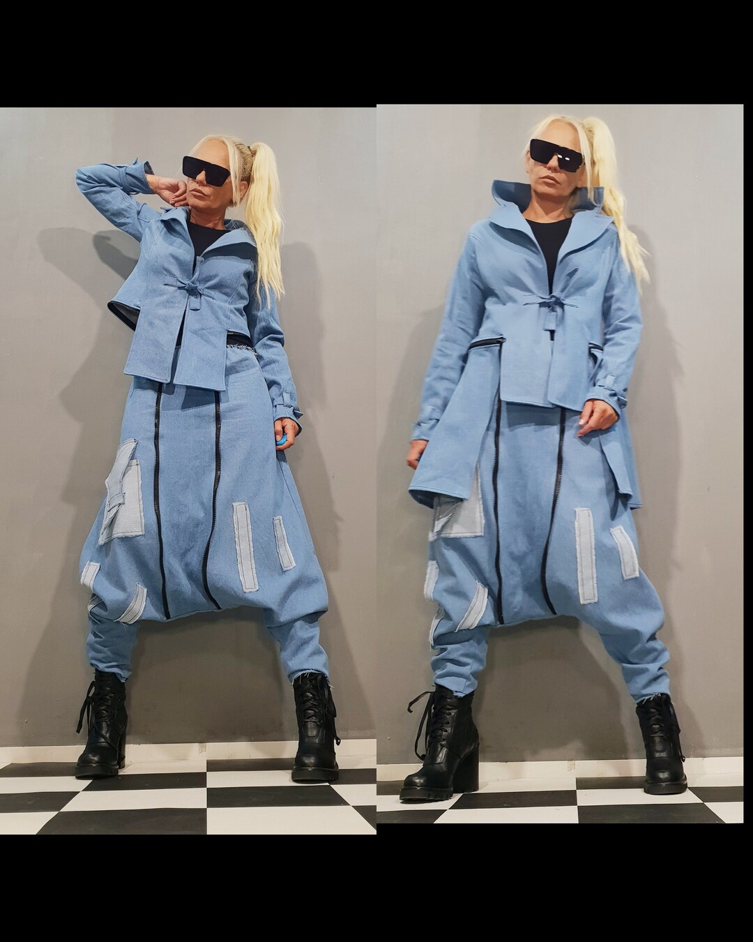 Avant Garde Women Jacket, Short Long Jacket With a Zipper, Gothic Suit ...