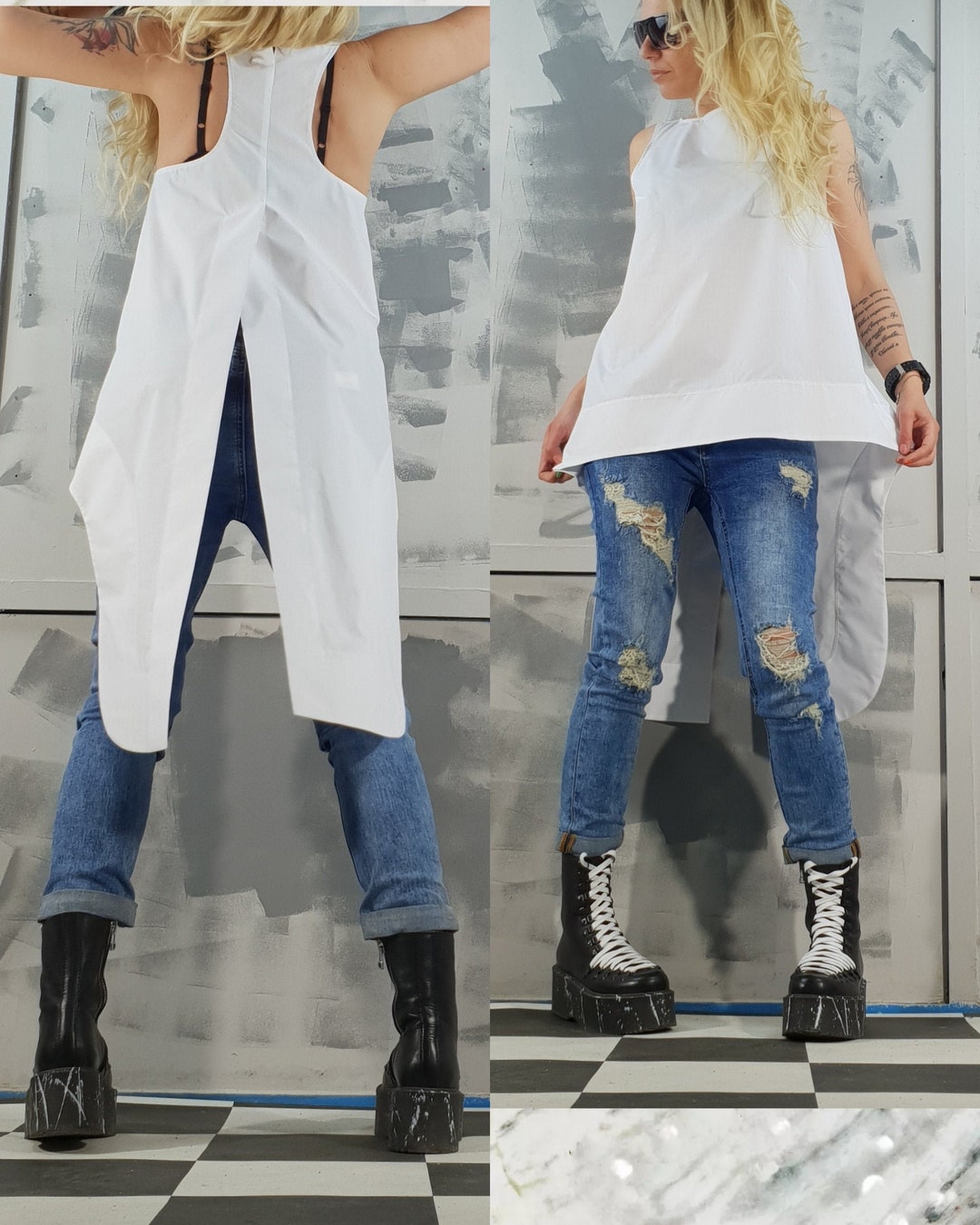 Asymmetrical Top/avant Garde Top/loose Top/deconstructed Top/ Gothic ...