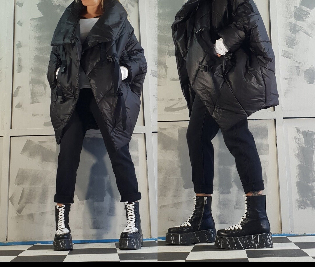 Women Oversized Jacket, Sleeveless Jacket, Extravagant Black Jacket ...