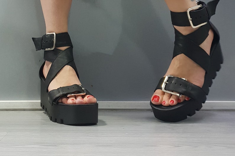 Platform Leather Sandals High Summer Sandals Combat Sandals - Etsy