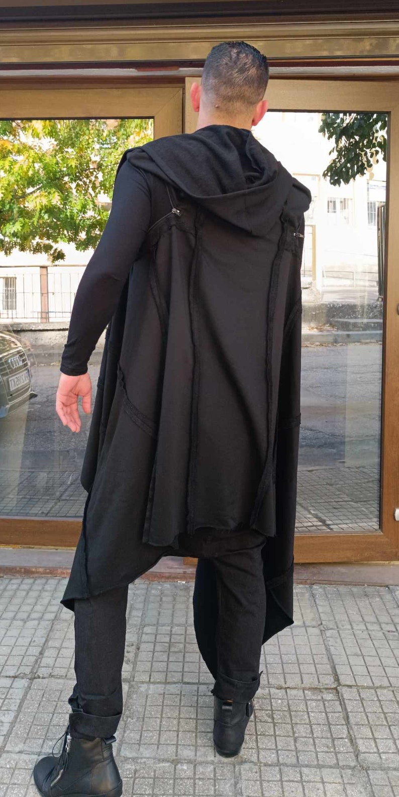 Extravagant Men's Cotton Jacket, Asymmetrical Men's Jacket, Black ...