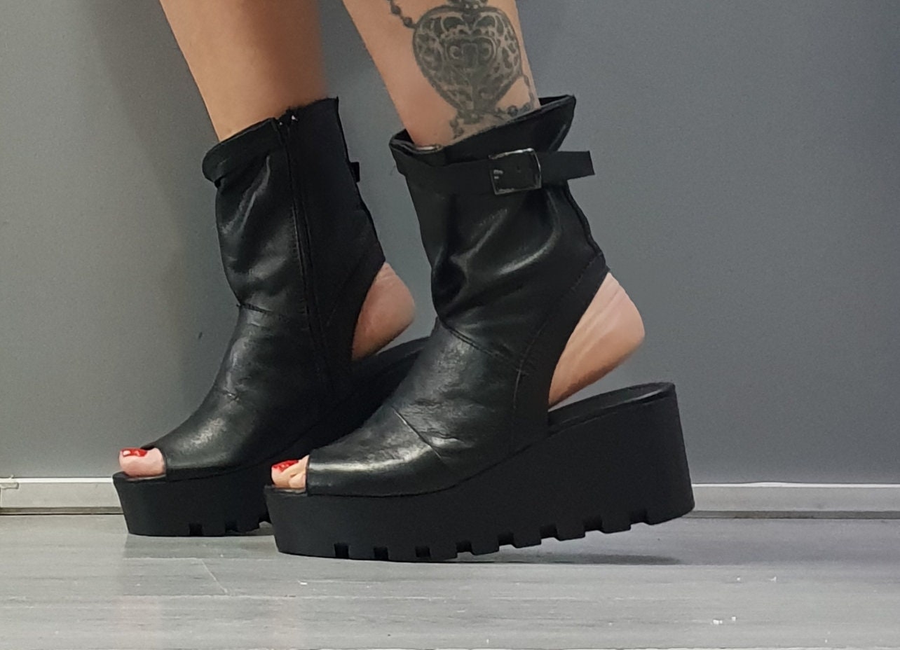 Platform Leather Sandals High Summer Sandals Combat Sandals | Etsy