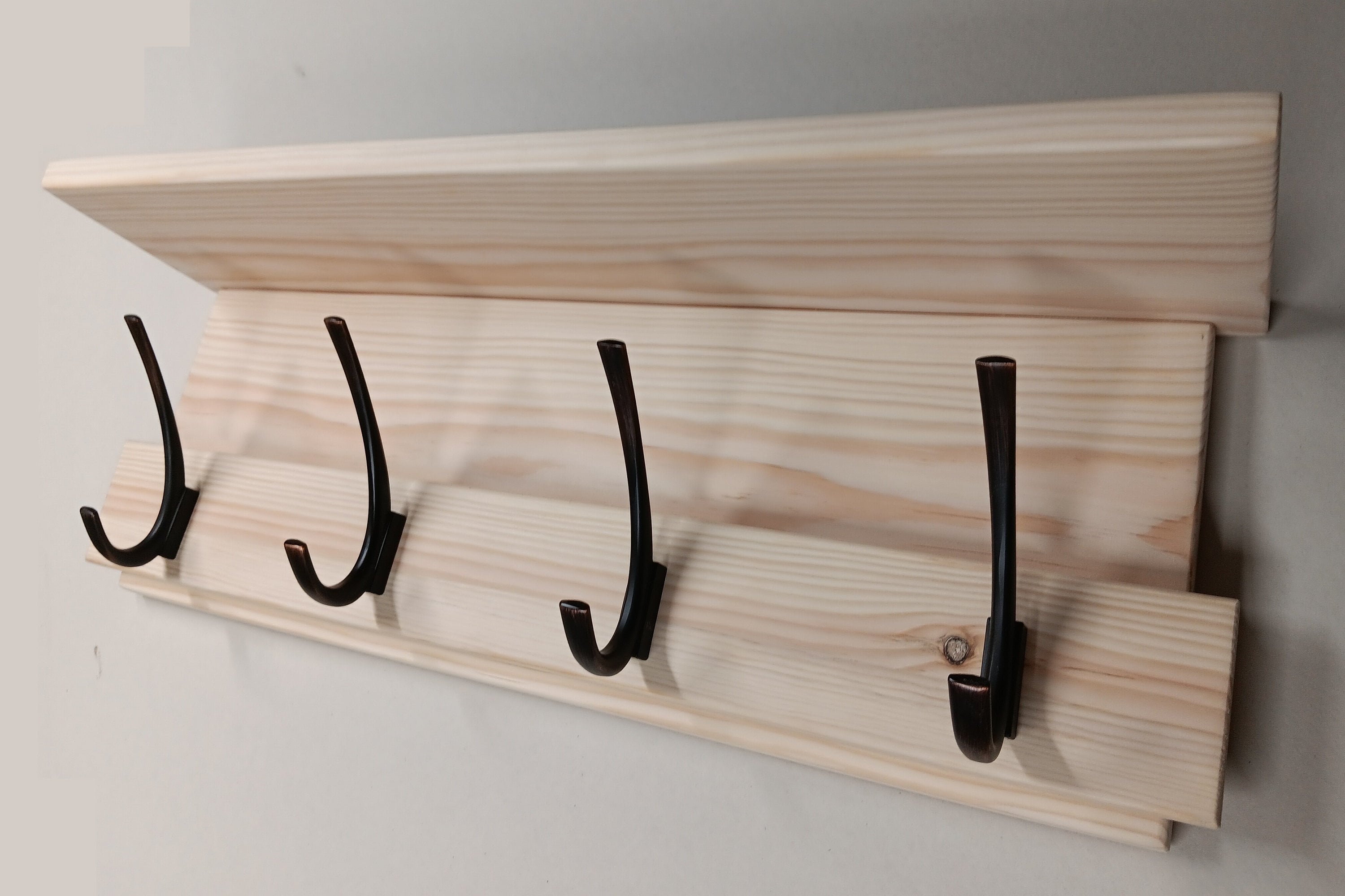 Unfinished DIY Coat Rack Wall Mount, Entryway Organizer With Coat Hooks ...
