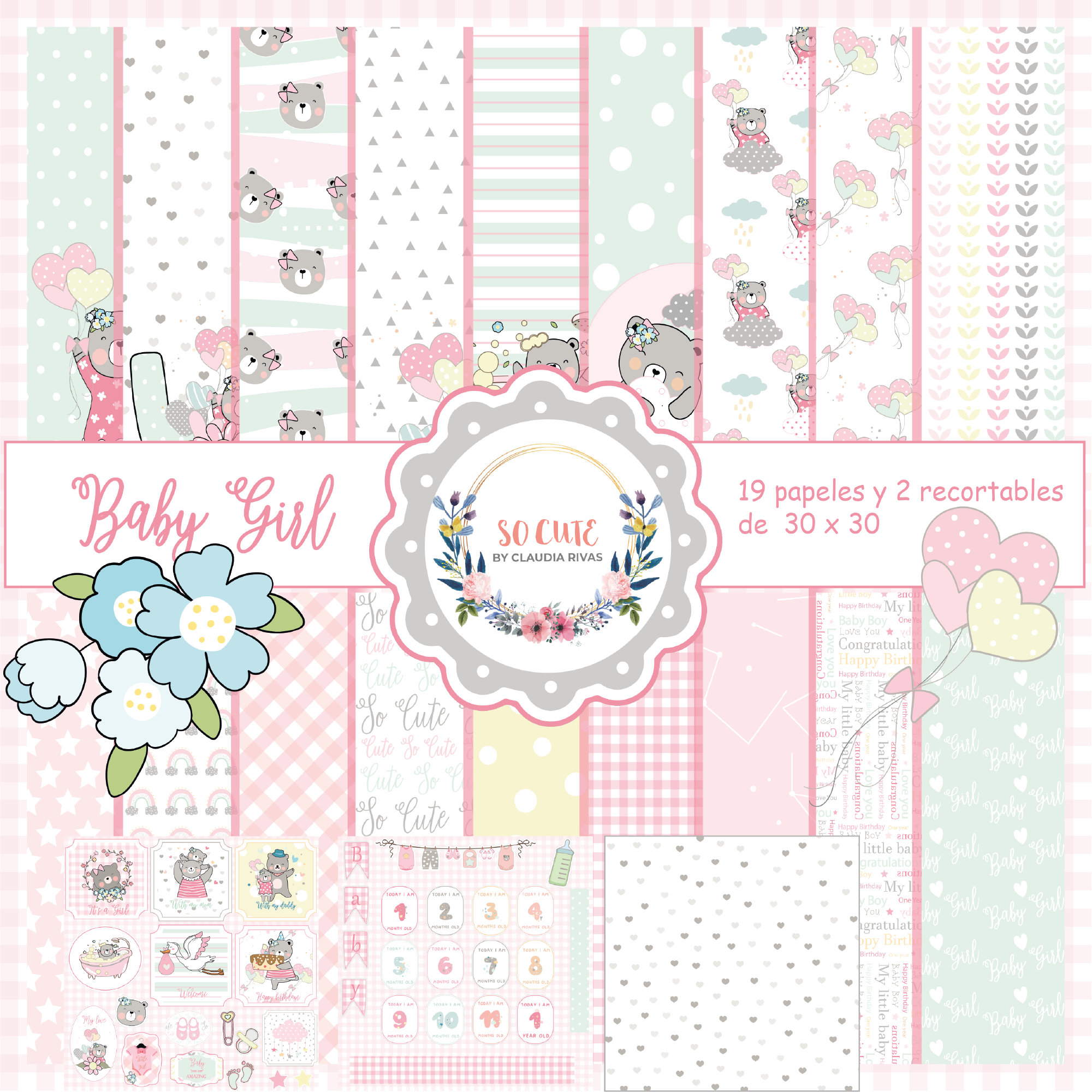 Colección de papeles DIGITAL Baby Girl Papeles para Imprimir Papeles ...