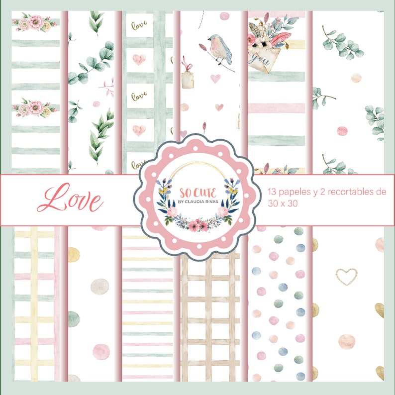 DIGITAL Paper Collection LOVE Printing Papers Craft Papers - Etsy