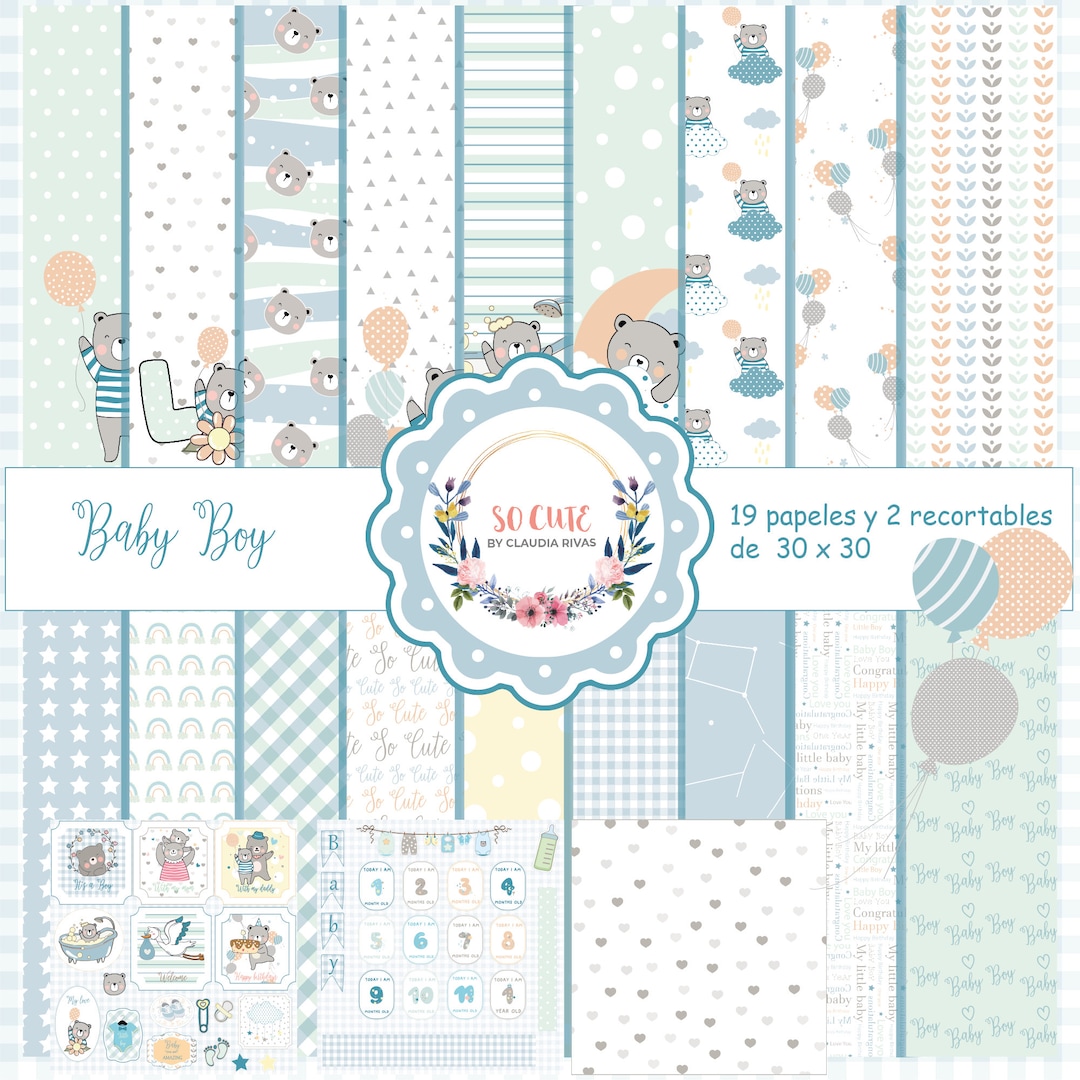 DIGITAL Paper Collection | Baby Boy | Papers to Print | Scrapbook ...