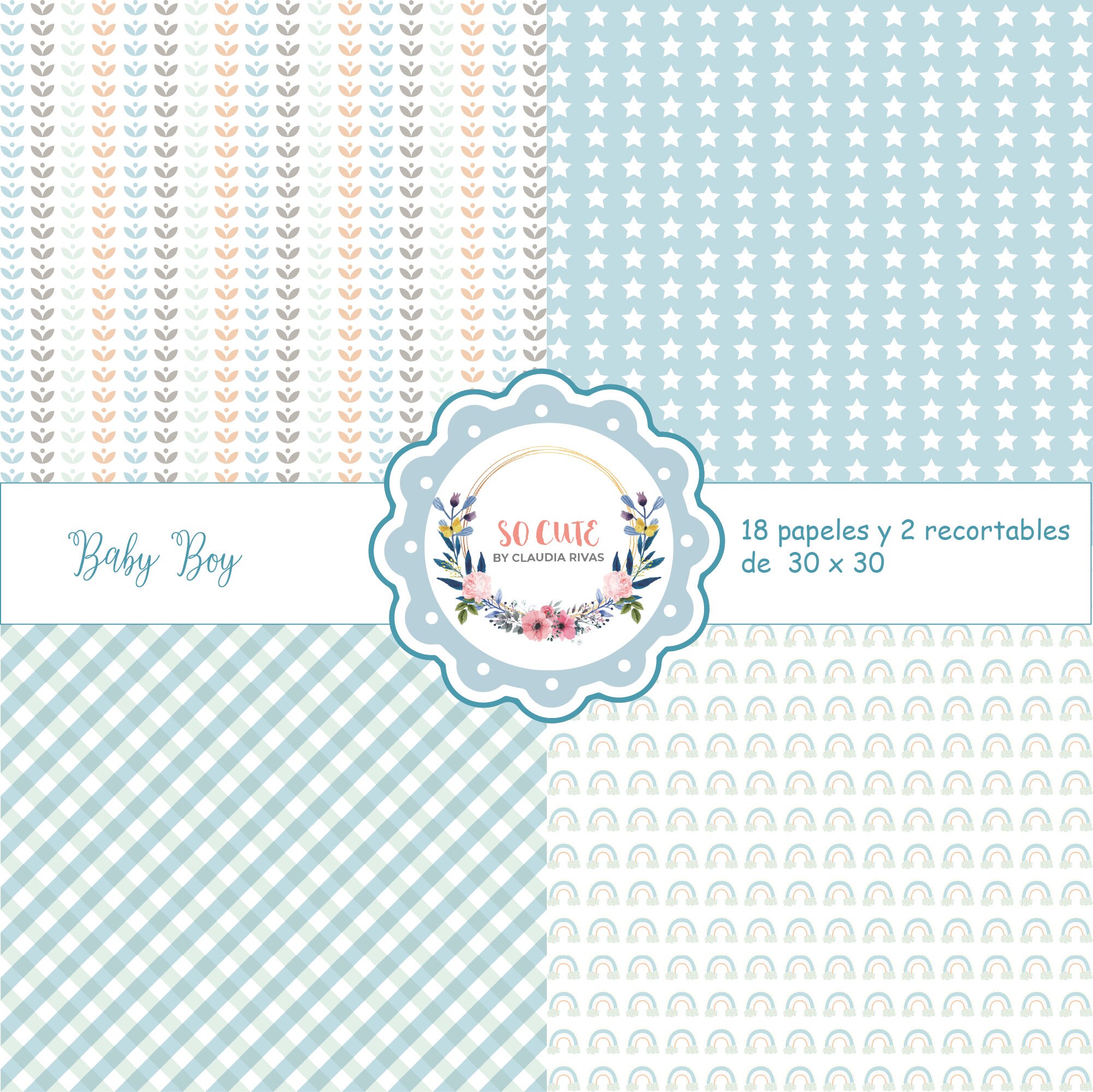 DIGITAL Paper Collection Baby Boy Papers to Print Scrapbook Papers - Etsy
