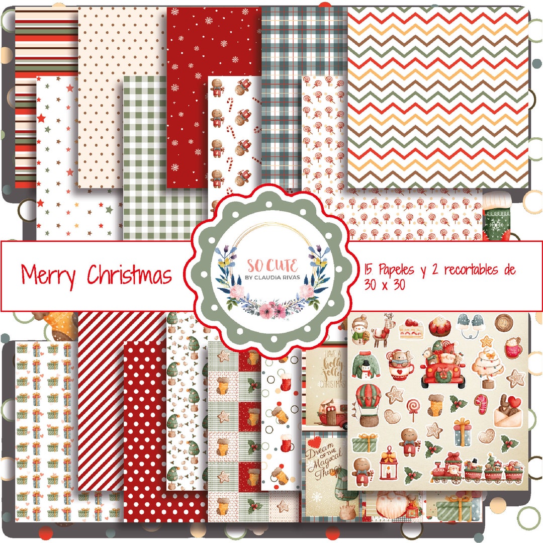DIGITAL Paper Collection MERRY CHRISTMAS Papers to Print Craft Papers ...