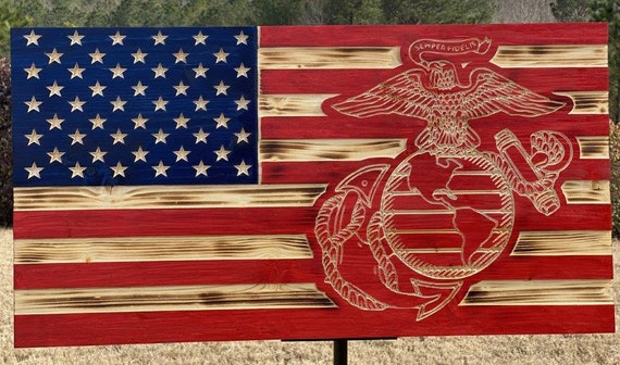 United States Marine Corps Rustic Wood Carved CNC Patriotic - Etsy