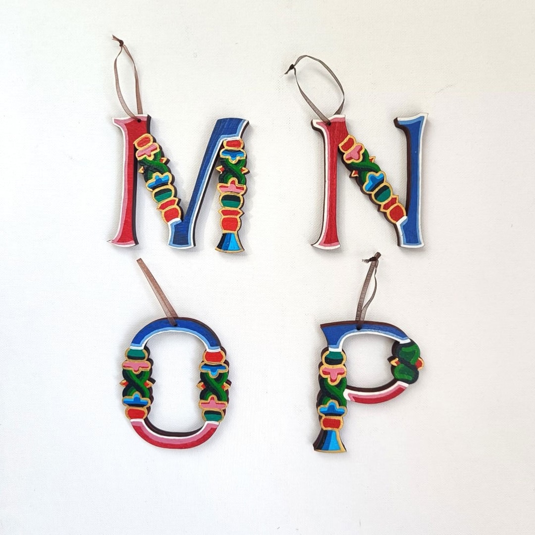 MNOP Latin Alphabet Hand Painted Wood Letters, Personalised Gift ...
