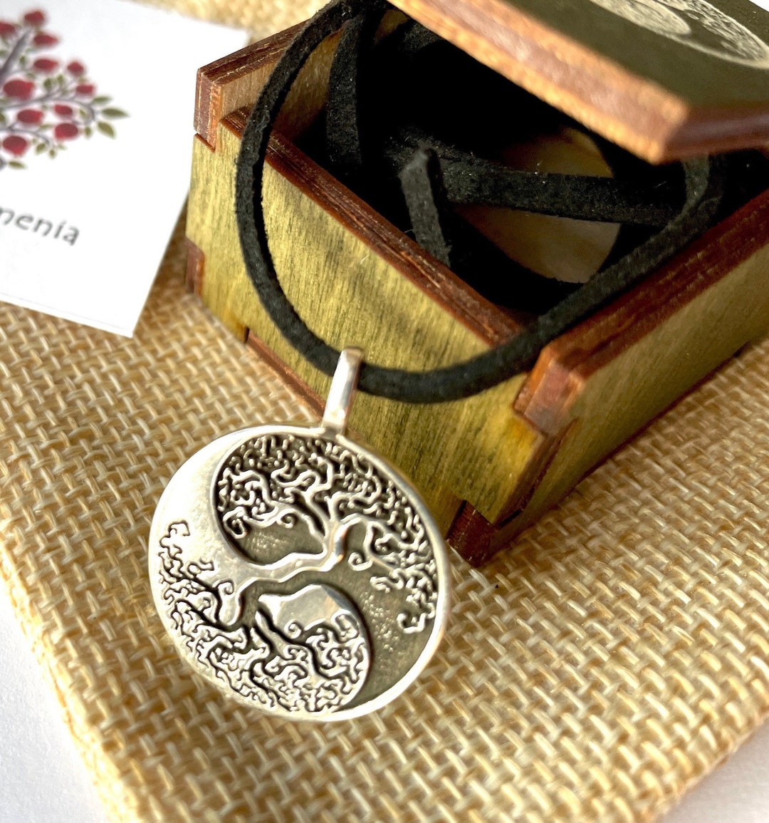 Yin Yang Tree Pendant 925 Sterling Silver With Faux Suede Cord and ...