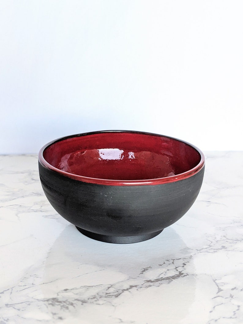 Handmade Black/red Cereal Bowl - Etsy