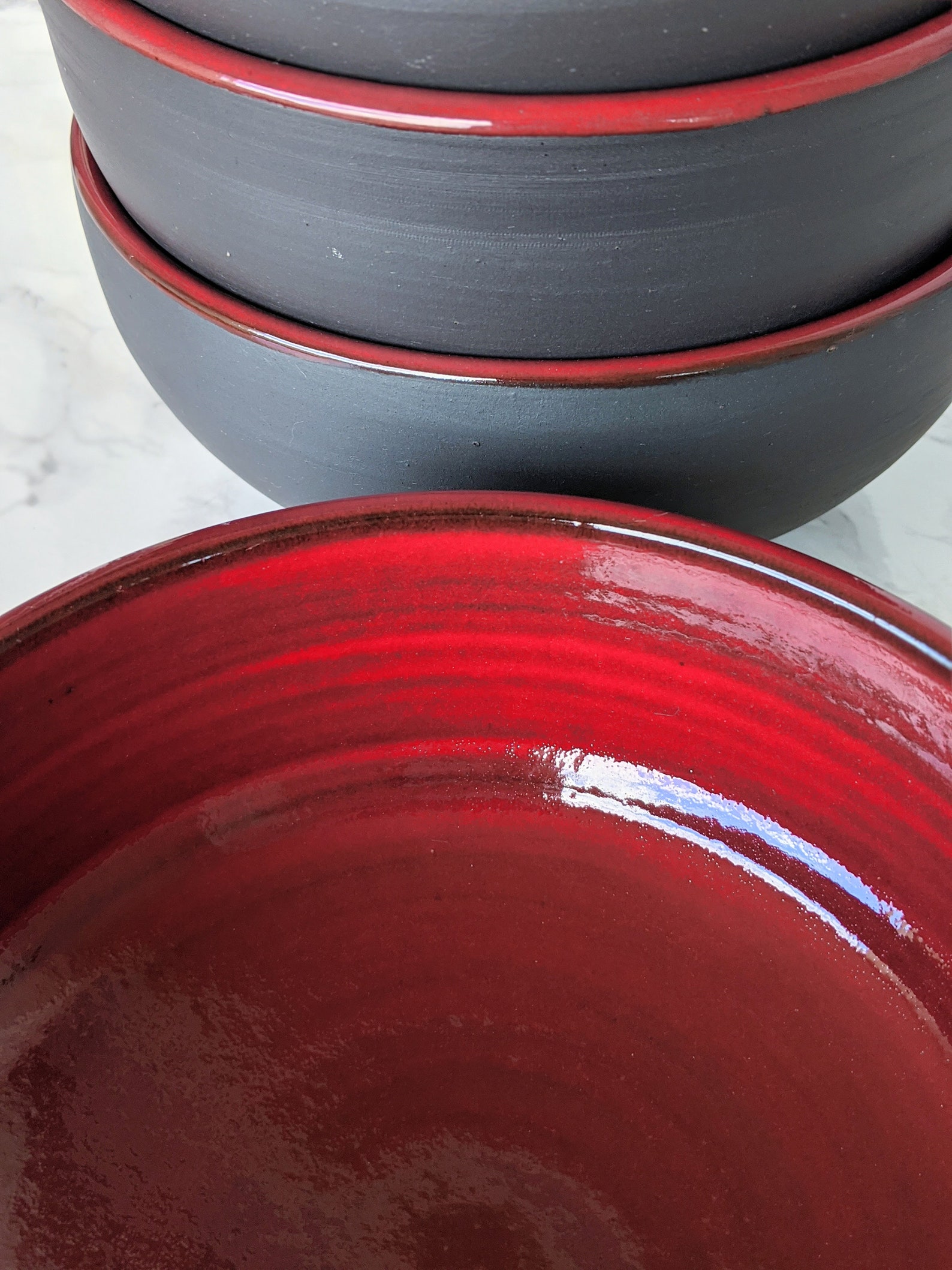 Handmade Black/red Cereal Bowl - Etsy