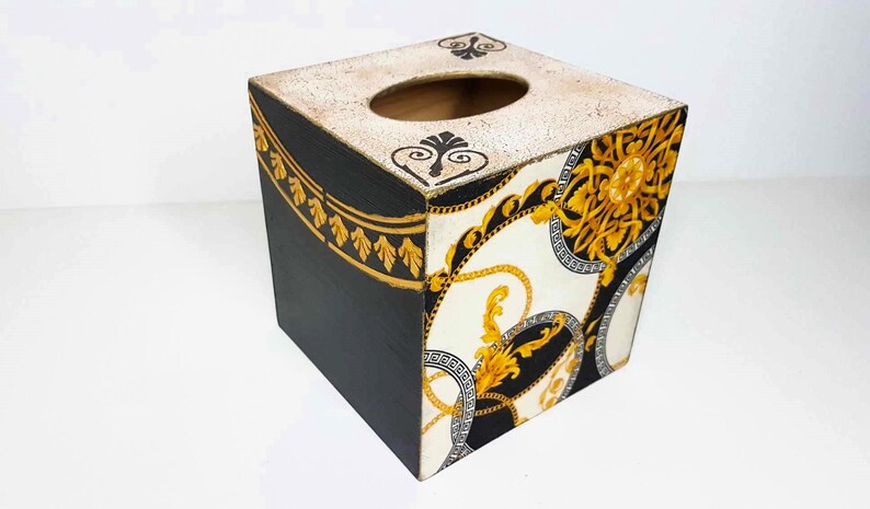 Ancient Greek Tissue Box Cover Square, Greek Key Decor Wooden Tissue ...