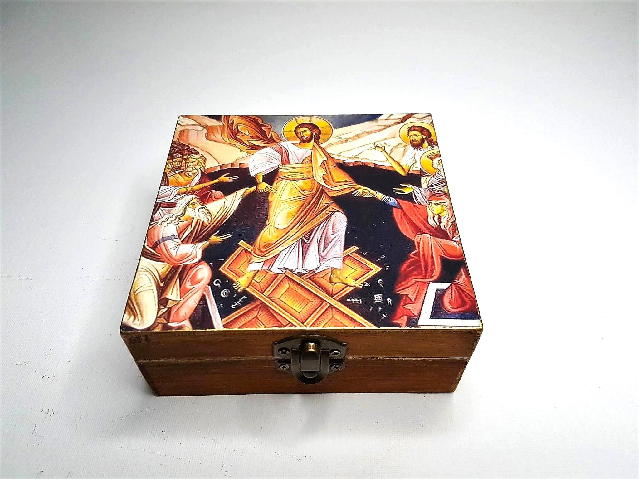 Resurrection Jesus Christ Icon Prayer Box,greek Orthodox Easter Jesus ...