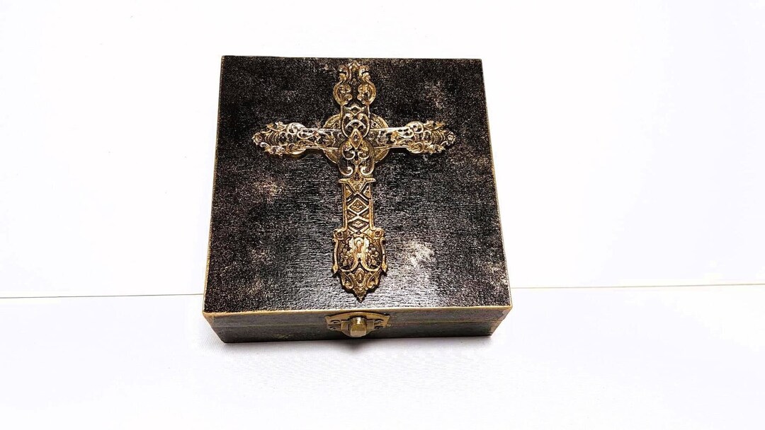Greek Orthodox Christian Gold Cross Box, Christian Art Handmade Jewelry ...