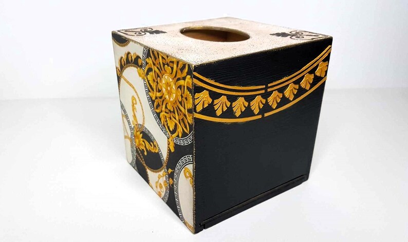 Ancient Greek Tissue Box Cover Square, Greek Key Decor Wooden Tissue ...