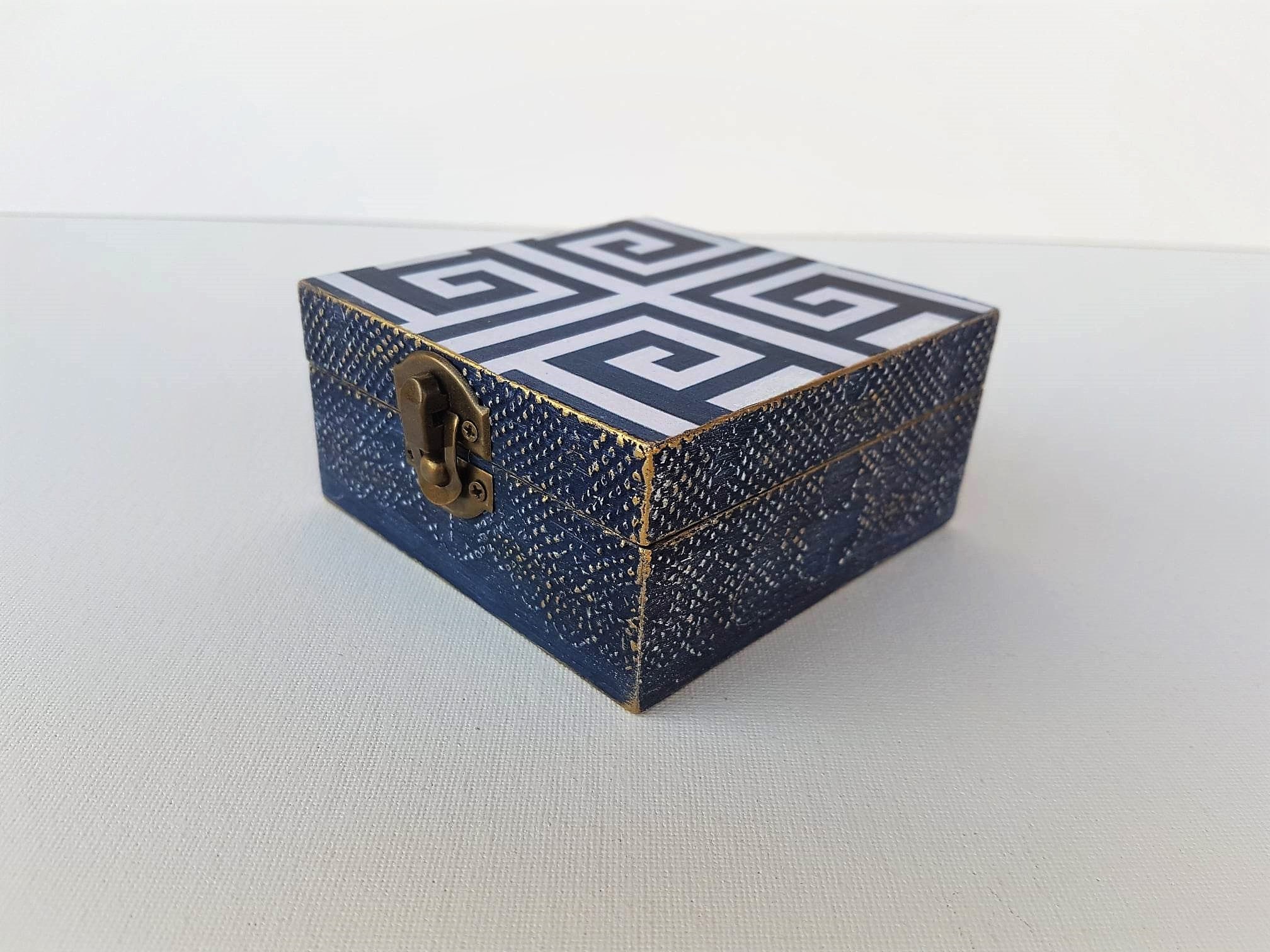 Ancient Greek Jewelry Box Small, Antique Trinket Greek Key Ring Box ...