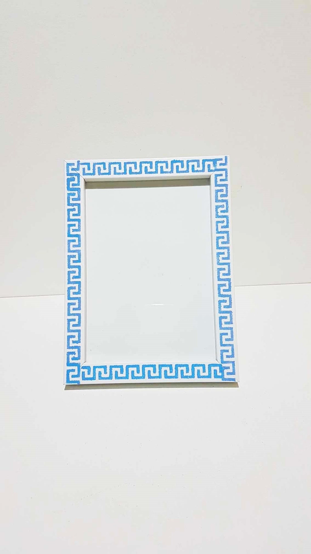 Greek Key Picture Frame 5x7 Wooden Photo Frame Unique, White Blue Black ...