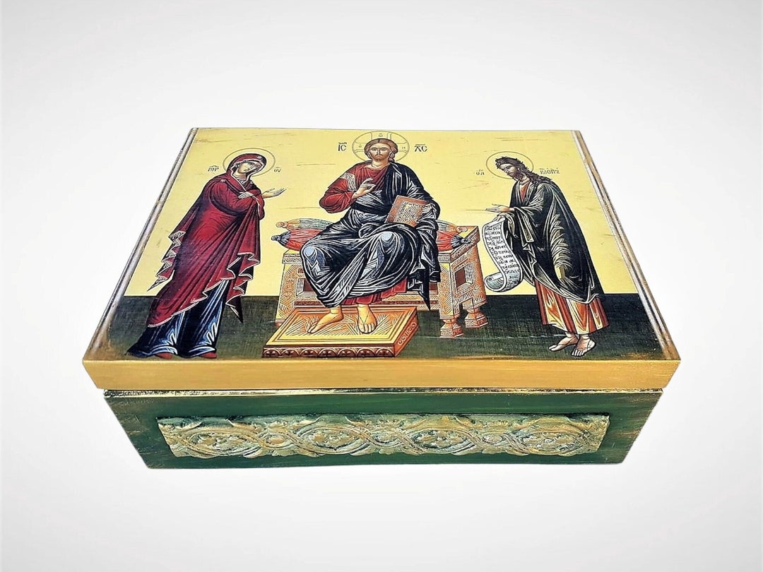 Greek Orthodox Christian Prayer Box,jesus Christ Virgin Mary Saint John ...