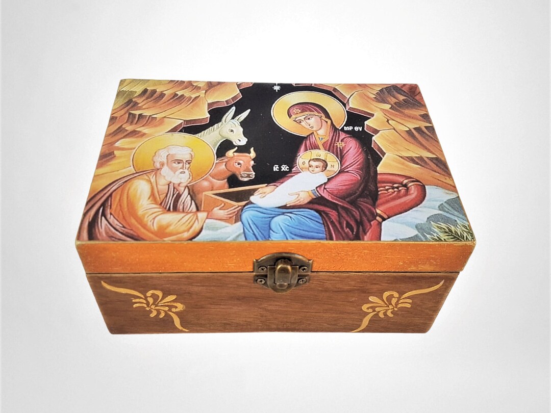 Greek Orthodox Christian Nativity Prayer Box, Birth of Jesus Christ ...