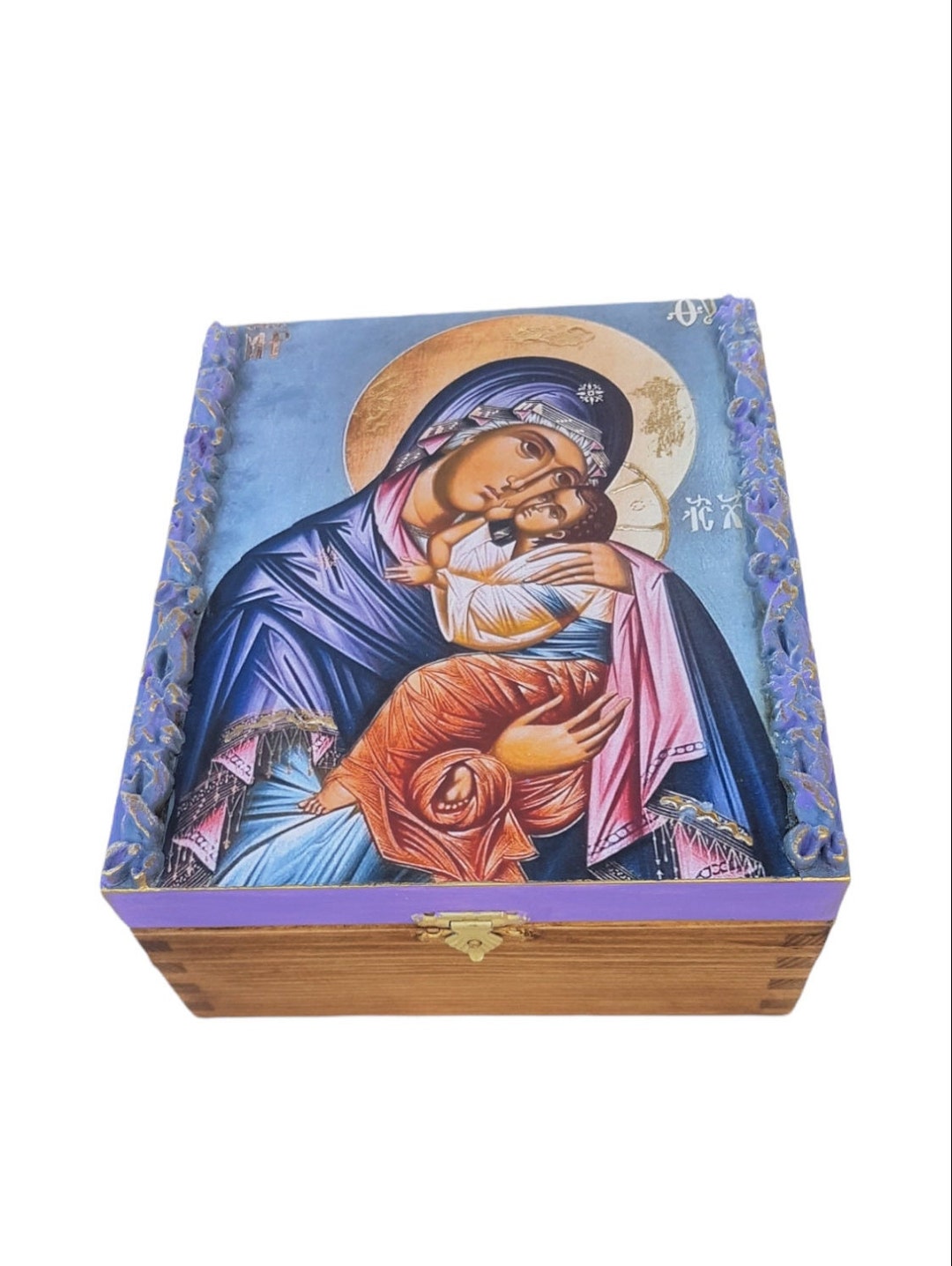 Virgin Mary Icon Prayer Box,greek Orthodox Theotokos Panagia and Jesus ...