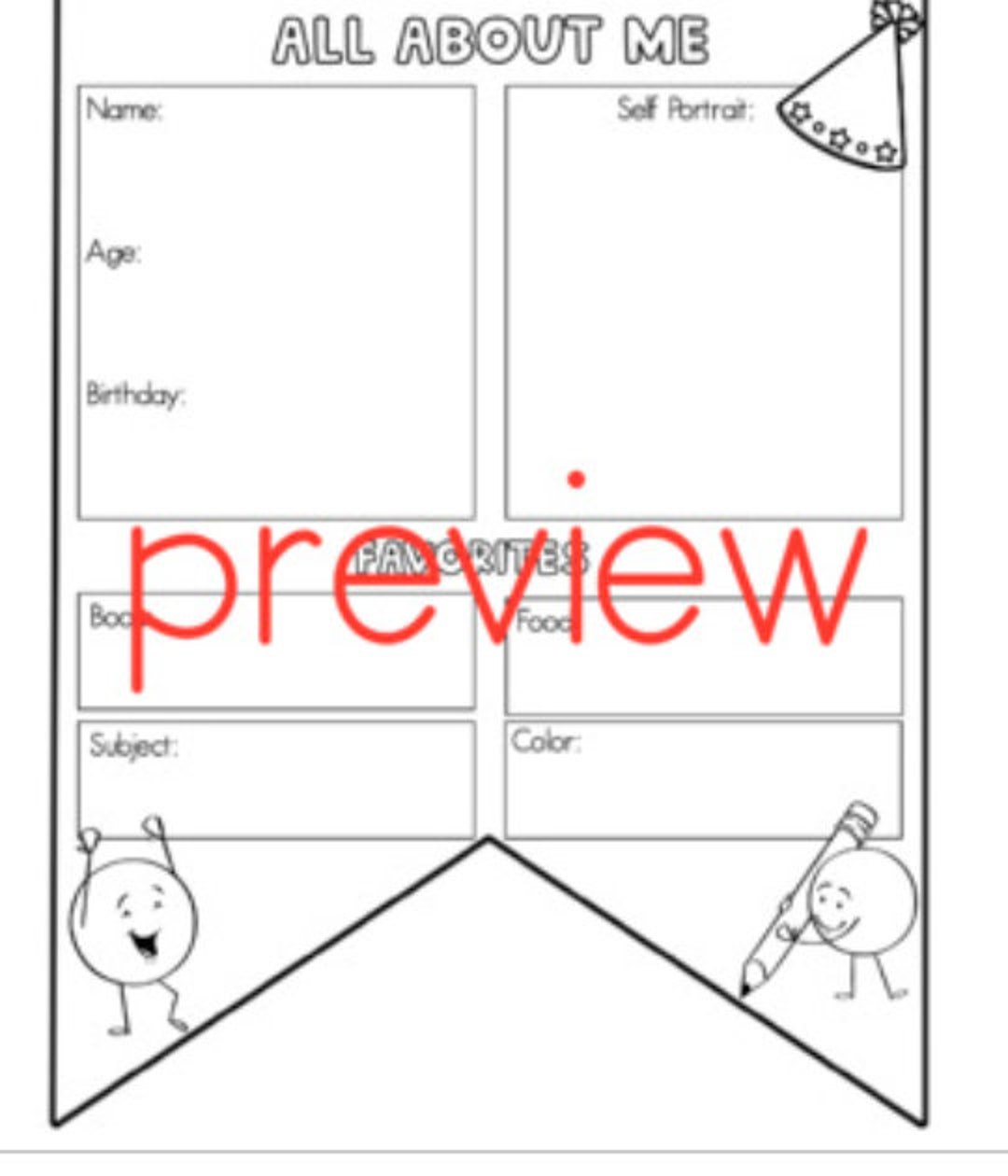 Back to School All About Me Printable Pennant - Etsy