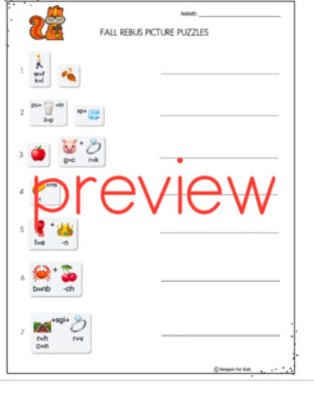 Rebus Puzzles Worksheet