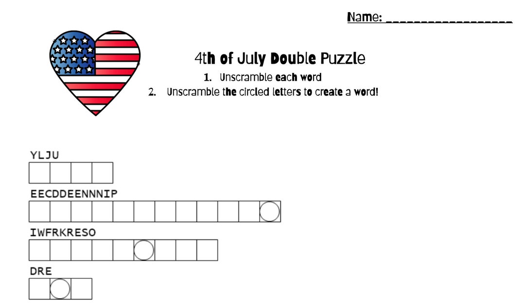 4th of July Double Puzzle Printable - Etsy