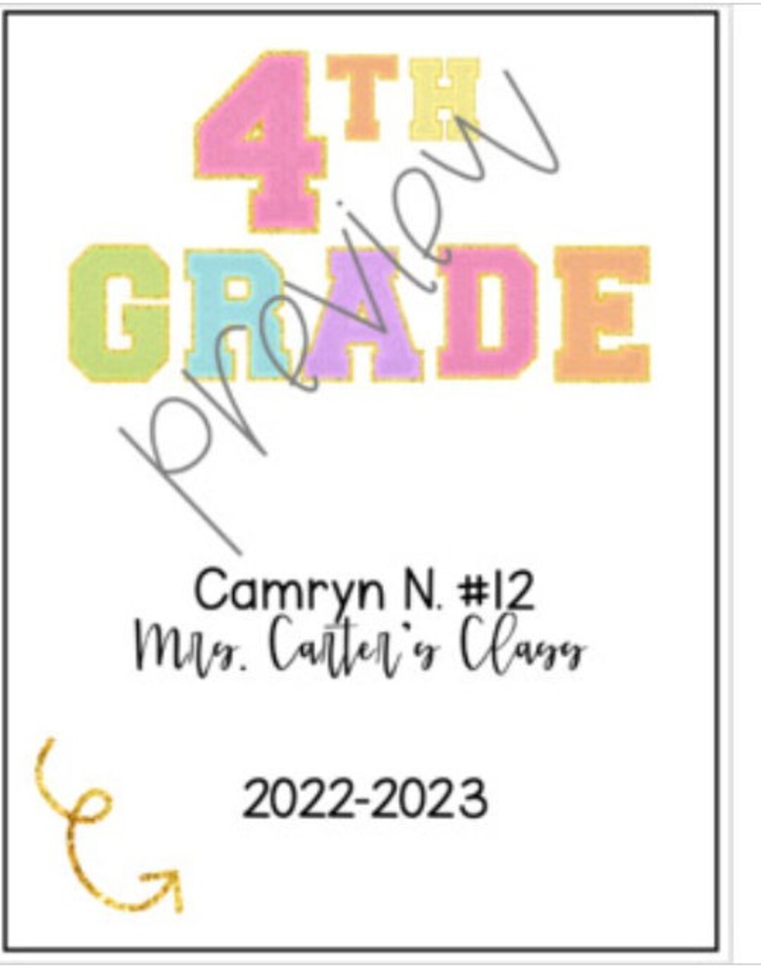 Varsity Letters 4th Grade Teacher or Student Binder & Folder Cover - Etsy