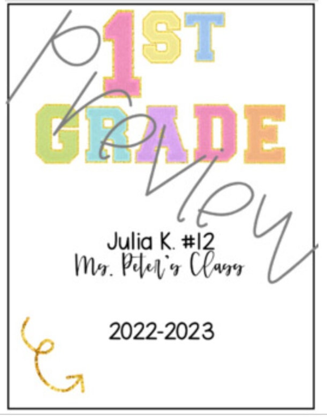 Varsity Letters 1st Grade Student Folder Binder Cover - Etsy