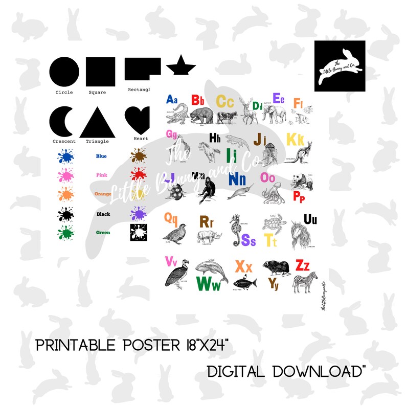 ABC Poster, Shapes and Colors Poster, Homeschool Printable, Preschool ...