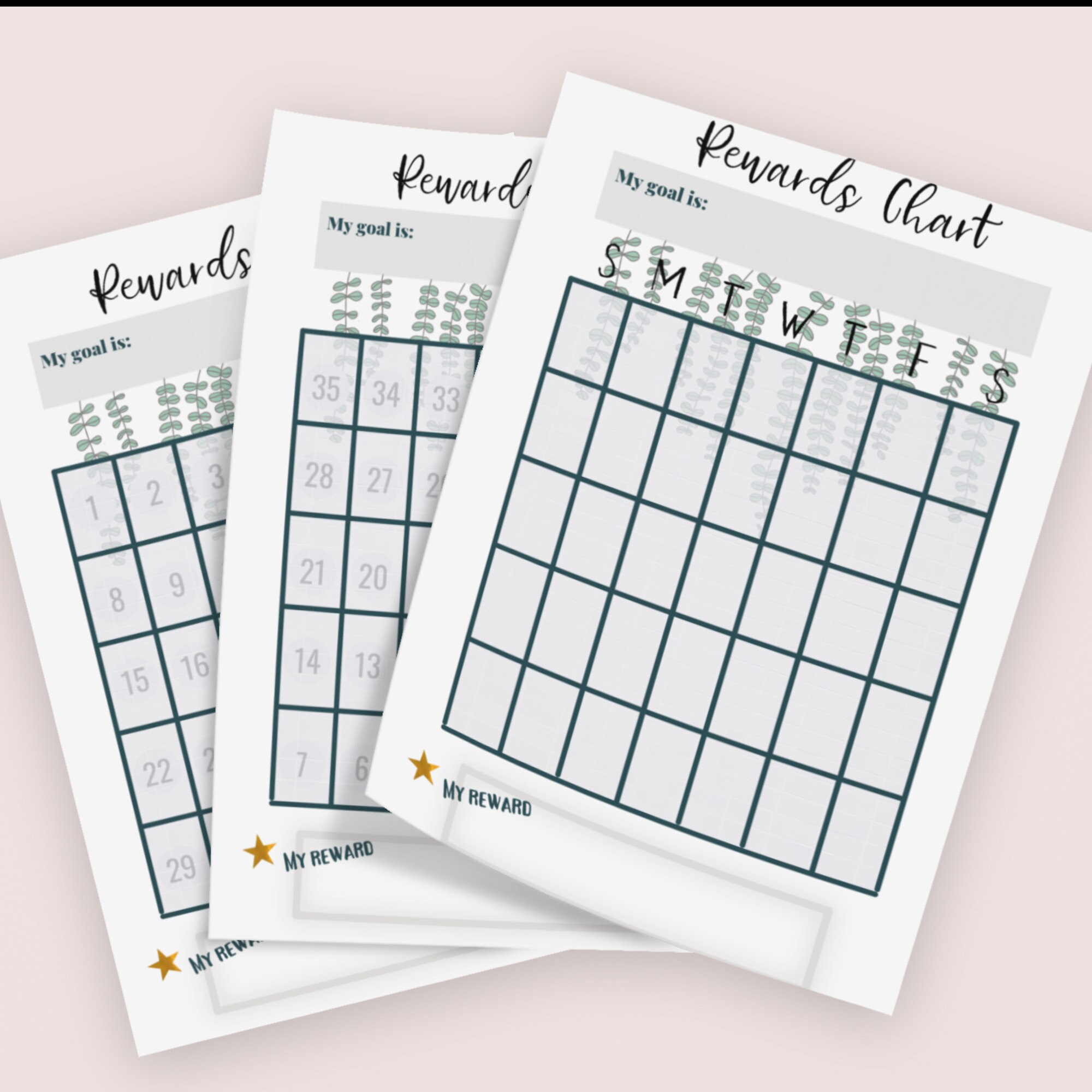 Rewards Chart, Habit Tracker, Monthly Habit Tracker, Printable PDF ...