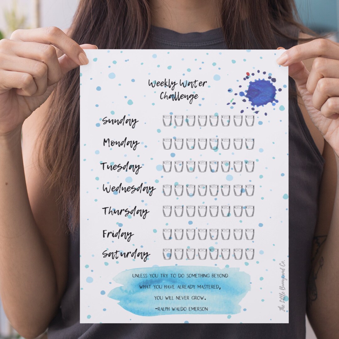 Water Habit Tracker Printable, Digital Download, Weekly Goal Chart ...