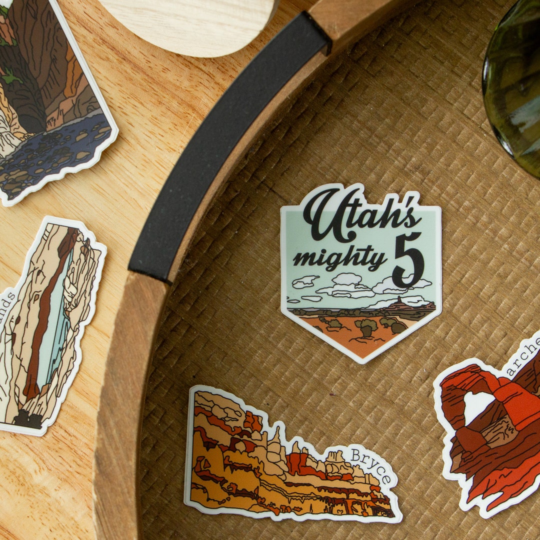 Utah's Mighty Five National Parks Sticker Pack - Minimal Design - Utah ...