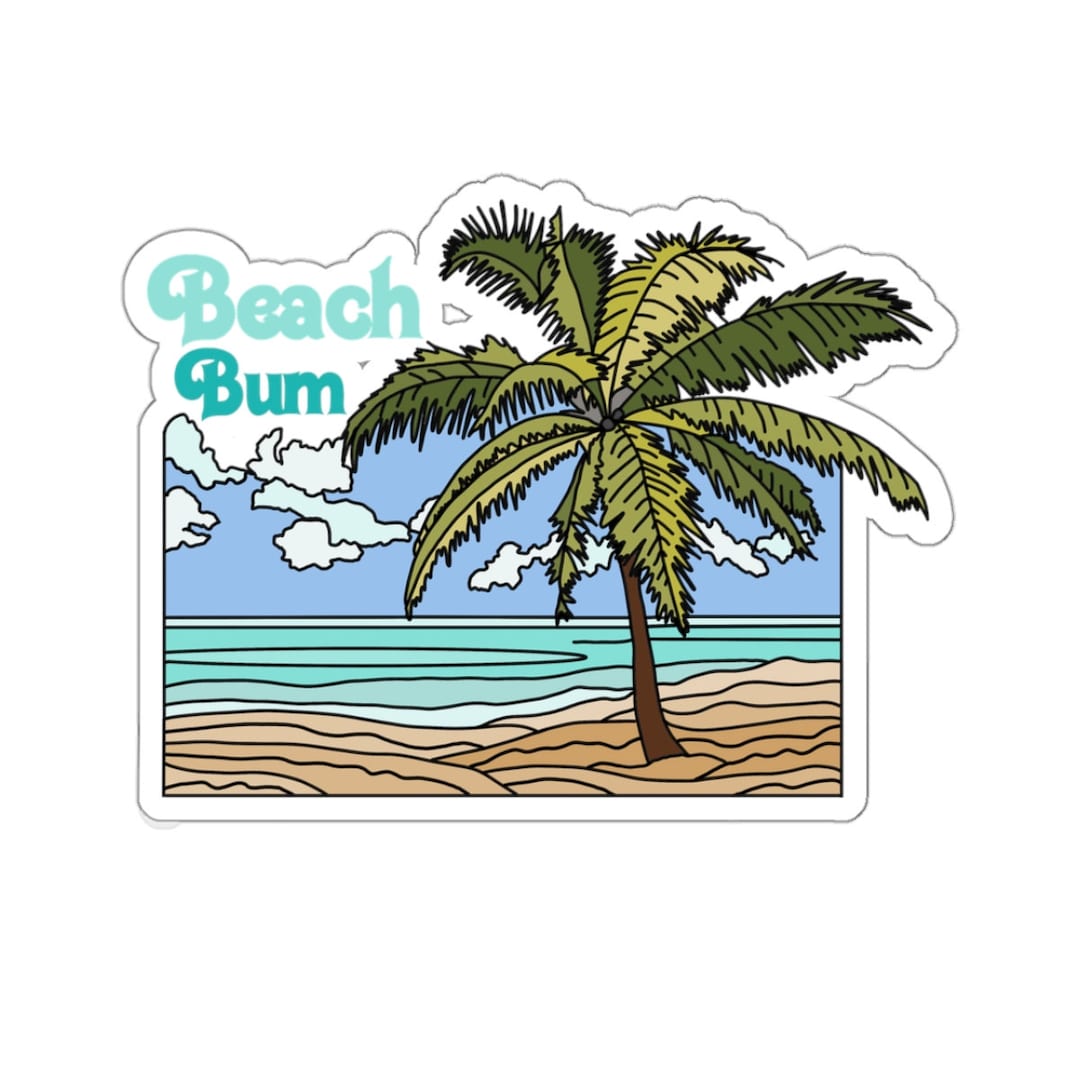 Beach Bum Palm Tree Travel Sticker Beach Sticker - Etsy