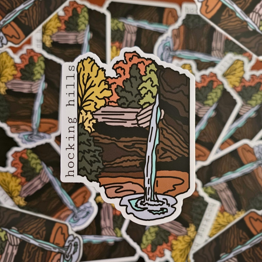 3 Hocking Hills Park Ash Cave Minimal Design Ohio White Background ...