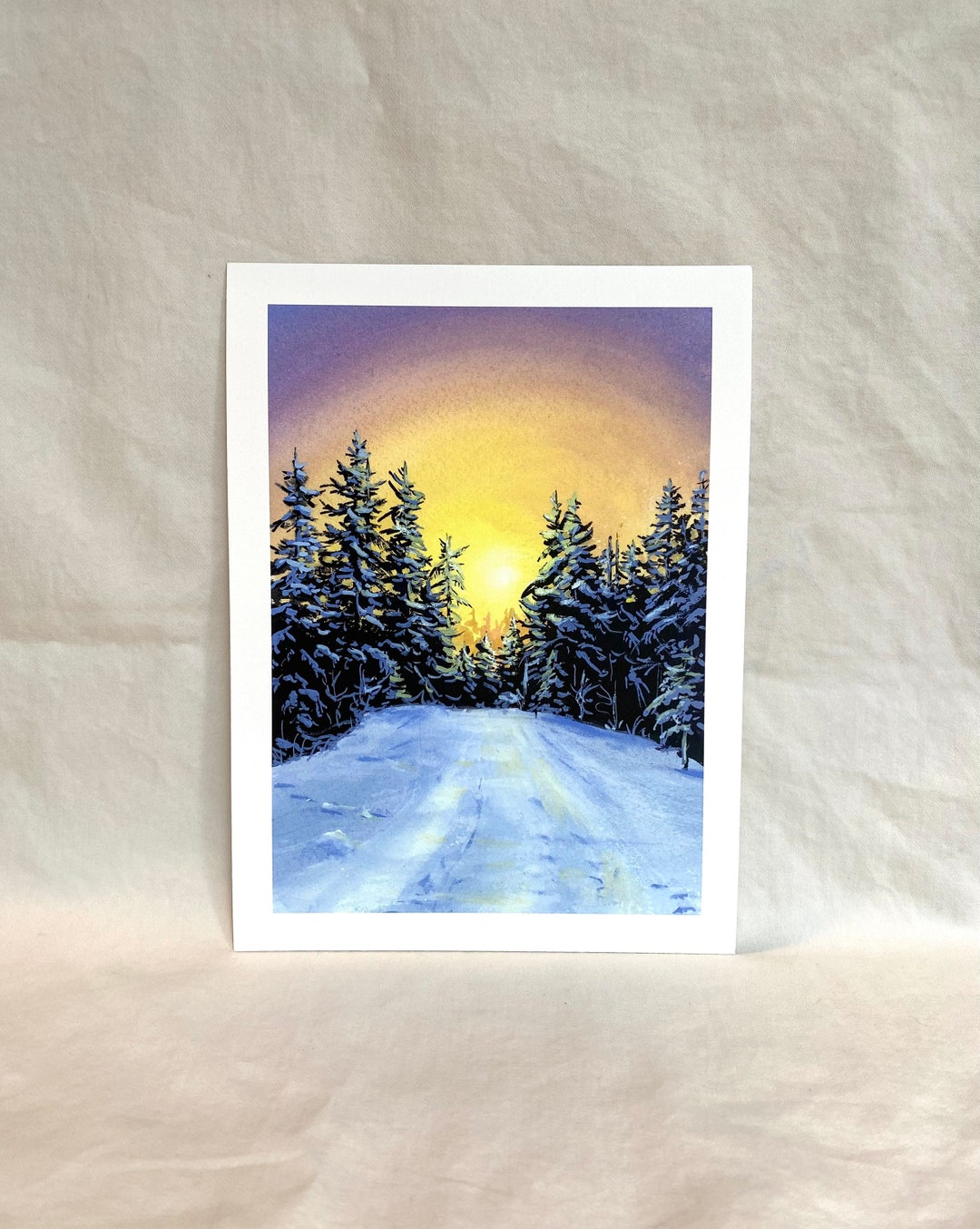 Washington Winter Snow Sunset Painting Print - Etsy
