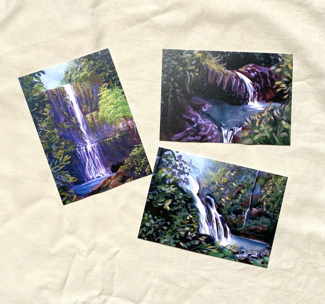 Hawaii Waterfall Postcards, Set of 3 - Etsy