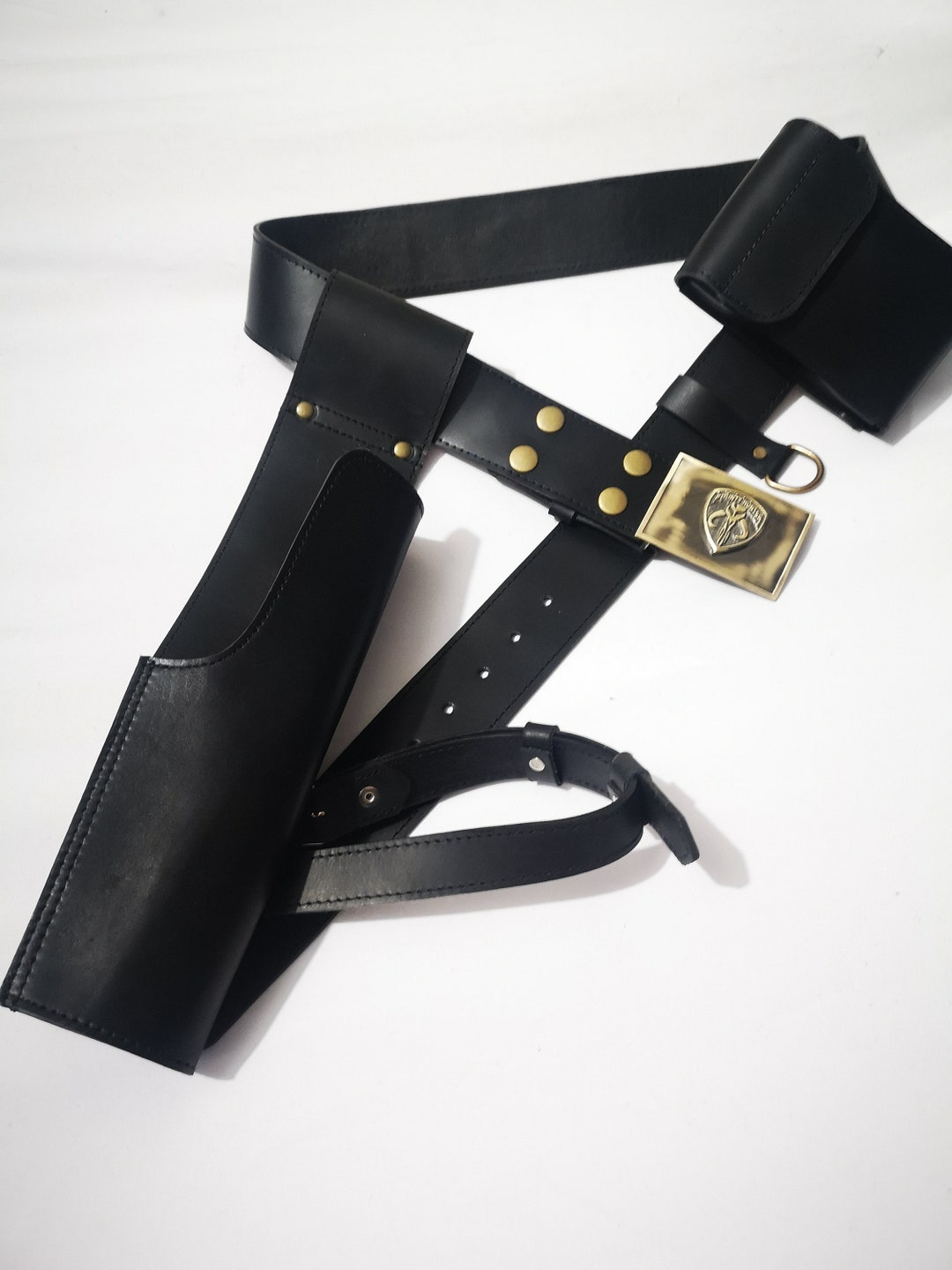 New Westar 35 Holster Bounty Hunter Inspired Leather Belt With Pouch ...