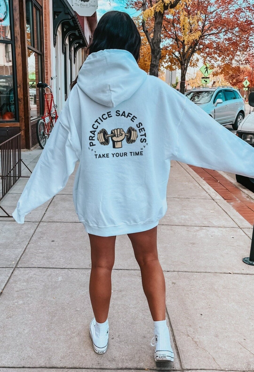 Practice Safe Sets, Be Happy Lift Heavy Sweatshirt, Fall Workout ...
