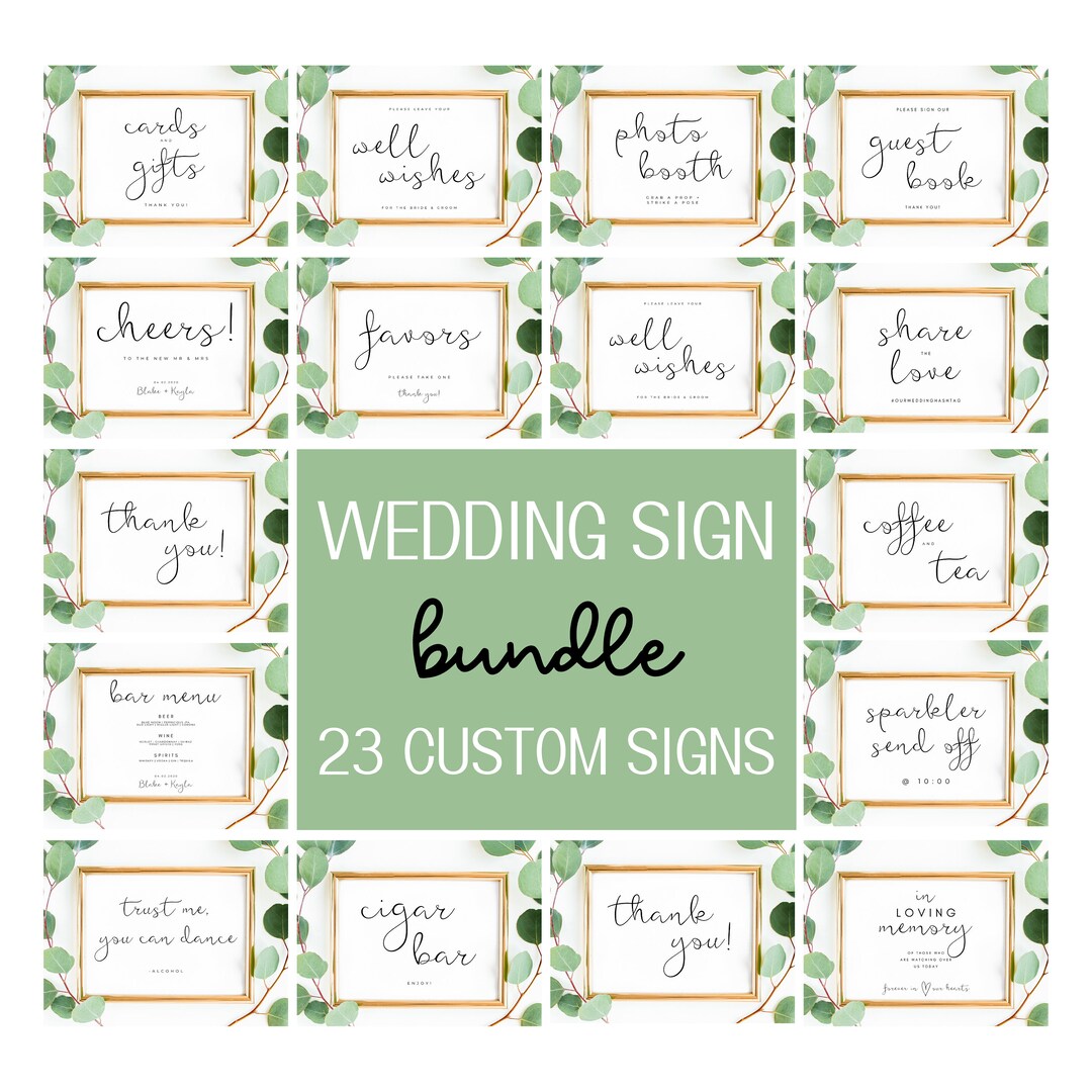 Editable Wedding Sign Bundle Wedding Reception Signs Package, Instant ...
