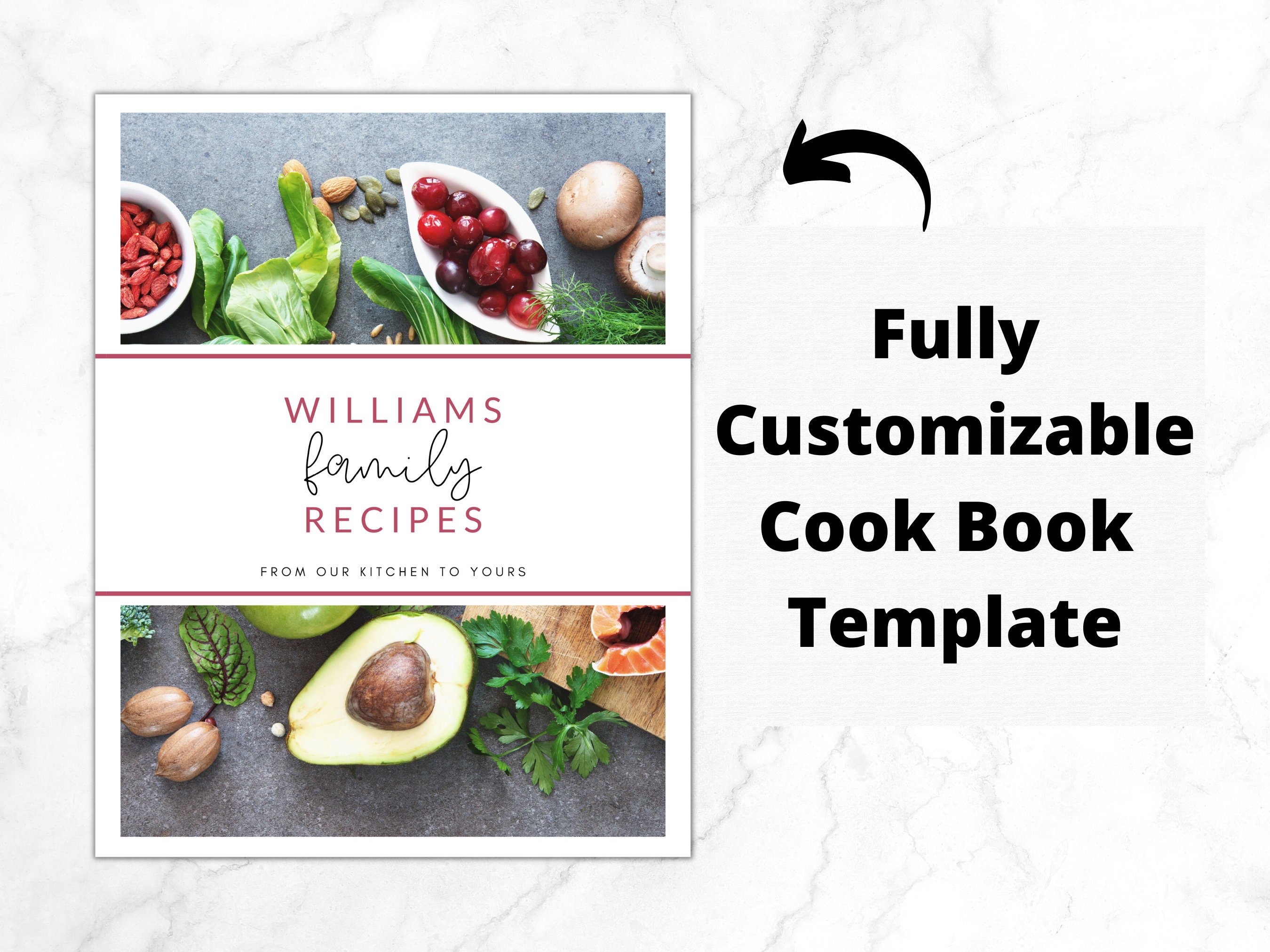 Cook Book Template, Editable Recipe Book, Modern Recipe Card, Printable ...
