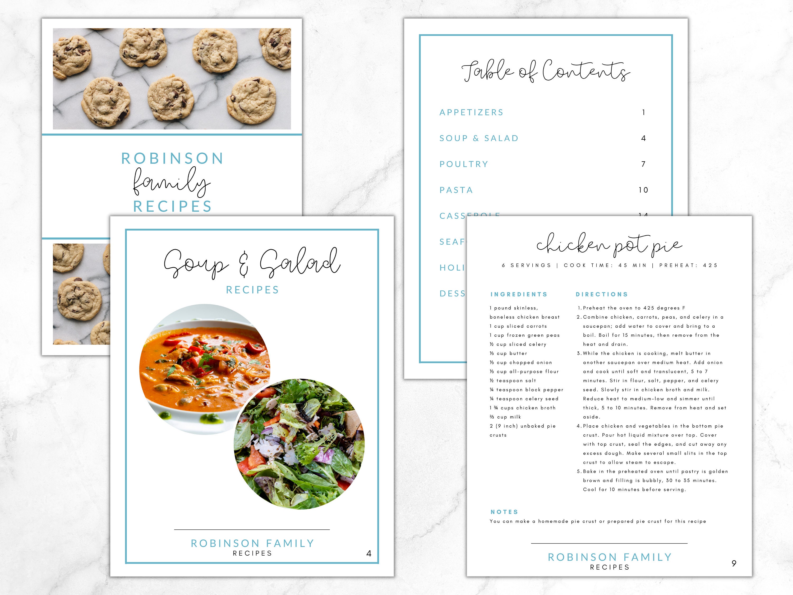 Cook Book Template, Editable Recipe Book, Modern Recipe Card, Printable ...